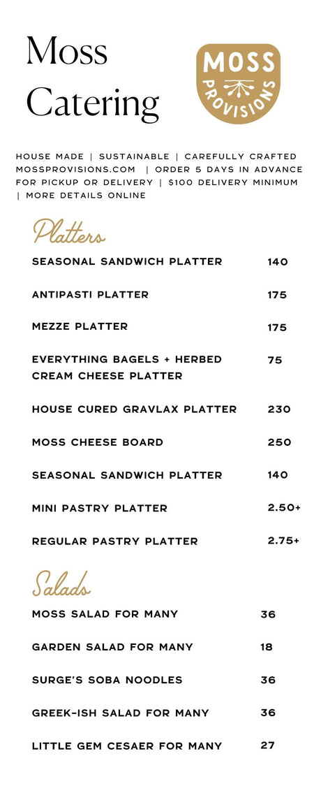 Moss Provisions Menu – Moss Cafe