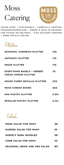 Moss Provisions Menu – Moss Cafe